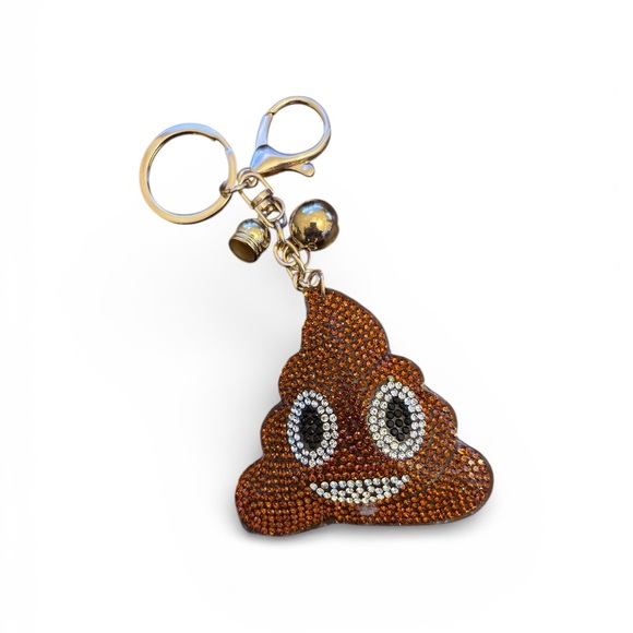 Accessories | Brown Poop Emoji Keychain With Rhinestones | Poshmark